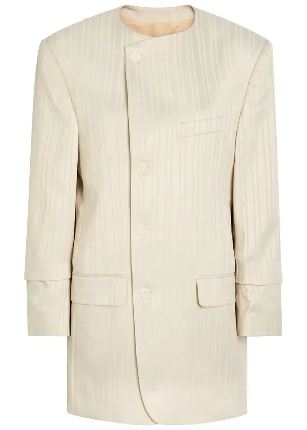 BETTTER Striped Wool-blend Mini Blazer Dress - Off White