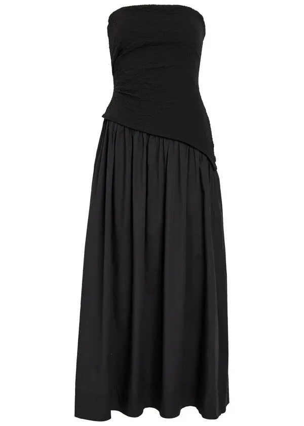 Staud Nia Strapless Midi Dress - Black