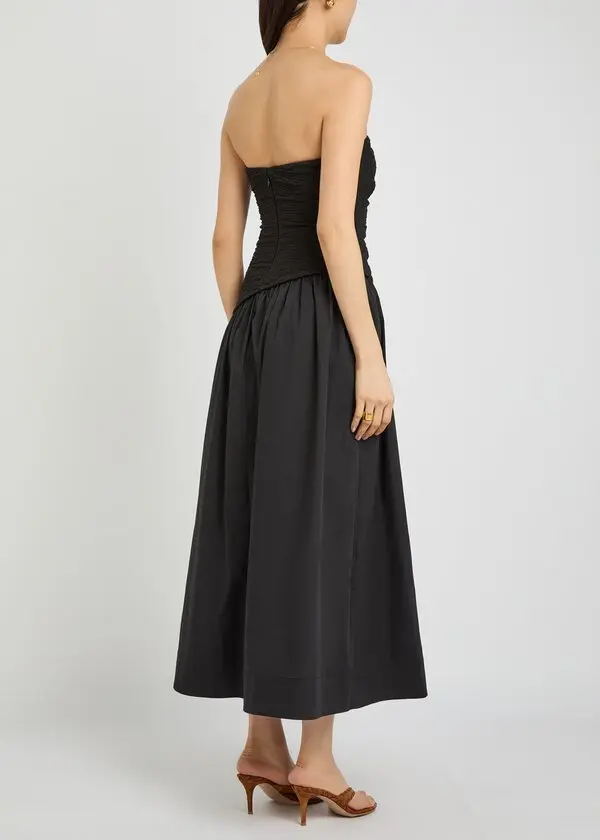 Staud Nia Strapless Midi Dress - Black