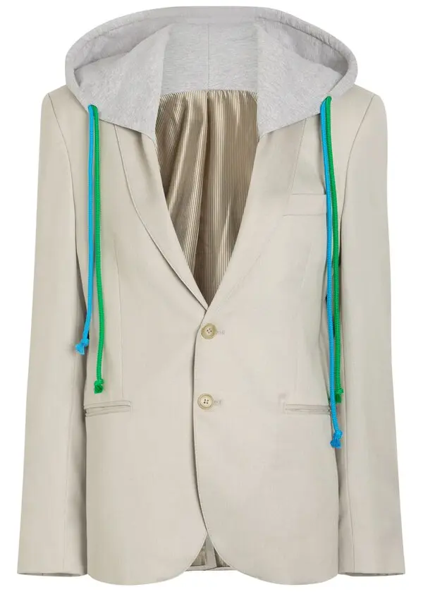 BETTTER Layered Hooded Wool-blend Blazer - Grey