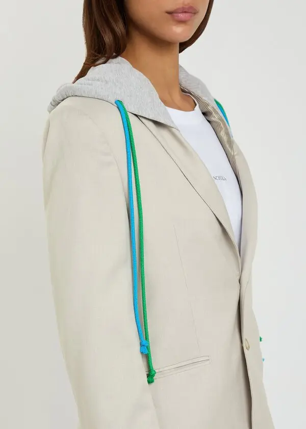 BETTTER Layered Hooded Wool-blend Blazer - Grey