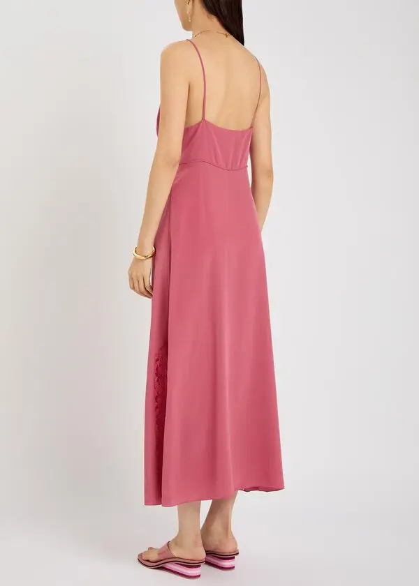 Chloé Lace-trimmed Silk Midi Dress - Mauve
