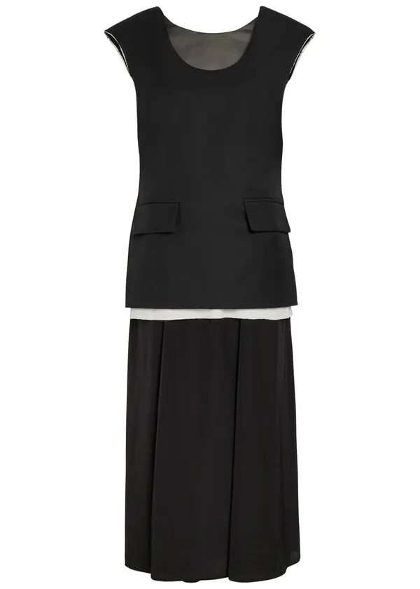 VORANIDA Marta Layered Wool And Satin Midi Dress - Black