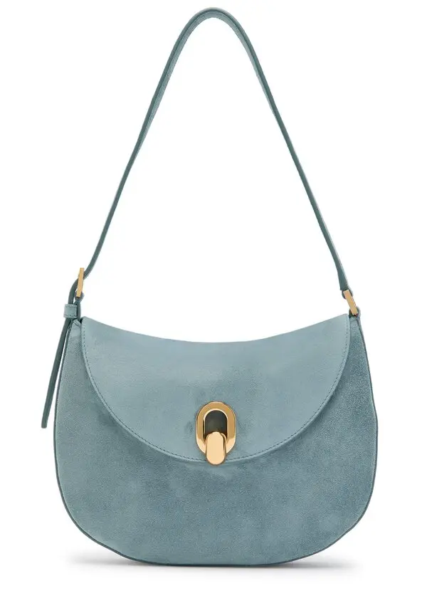 Savette Tondo Small Suede Shoulder Bag - Denim