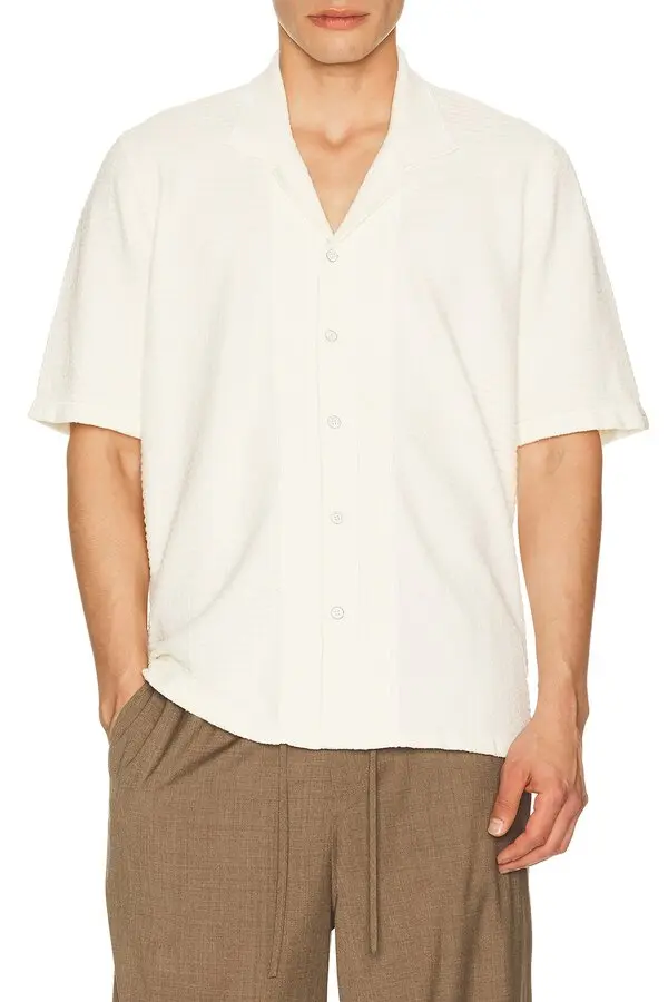 Rag & Bone Zuma Ottoman Camp Shirt In Ivory - Chalk
