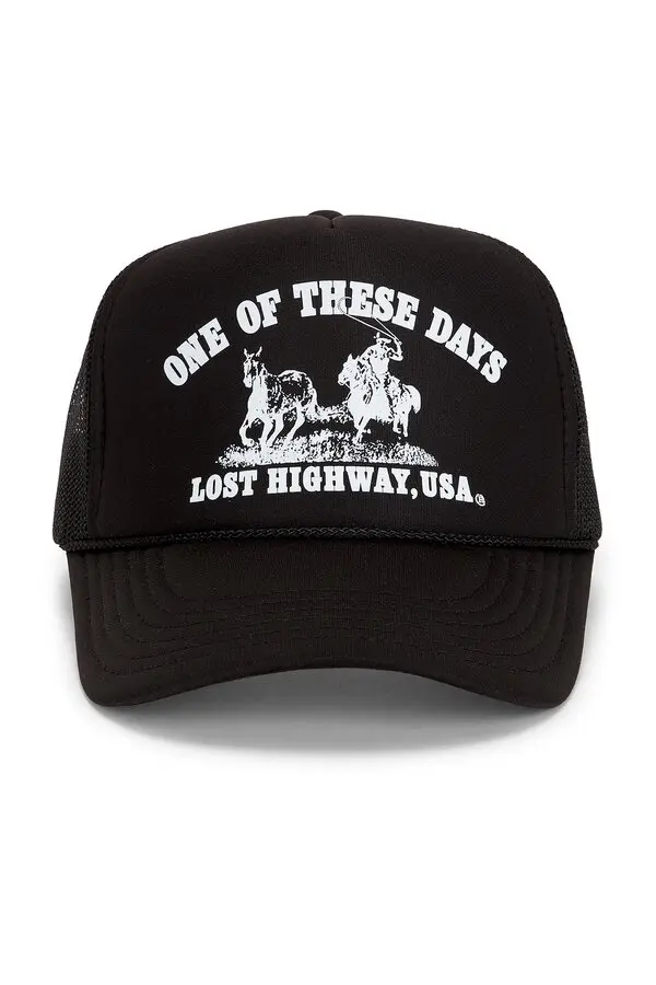 ONE OF THESE DAYS Lost Highway Trucker Hat - Black