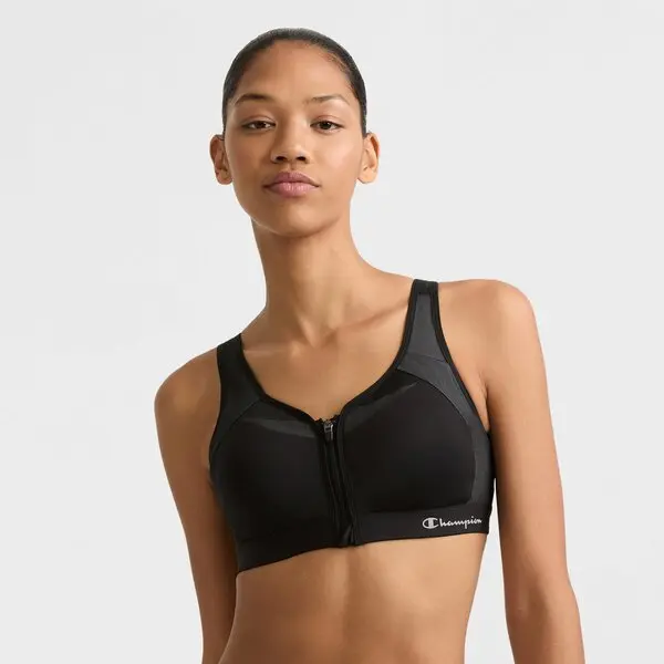 Champion Motion Control Zip Sports Bra - Black