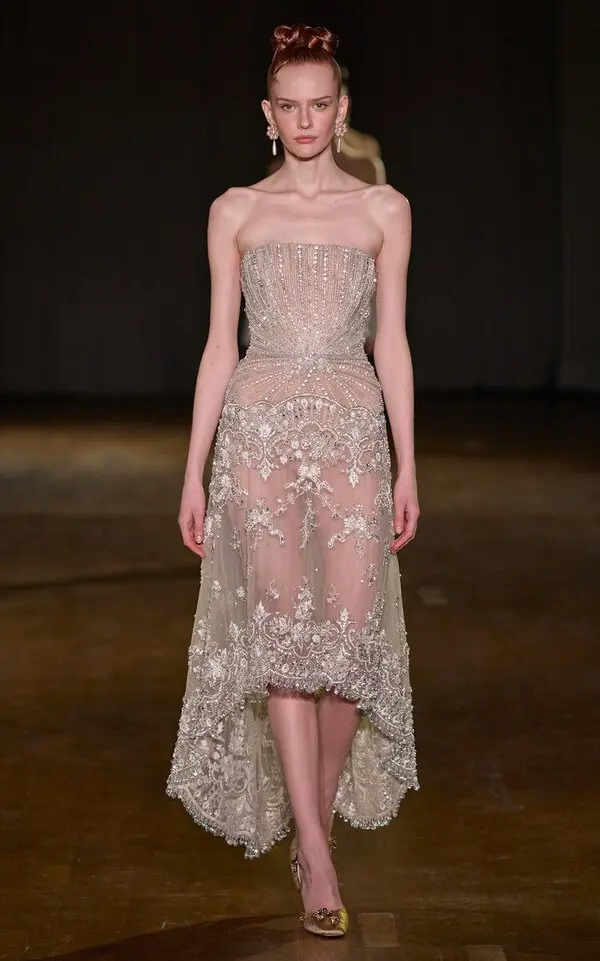 GEORGES HOBEIKA Embellished High-low Midi Dress