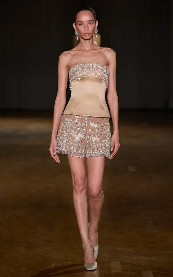 GEORGES HOBEIKA Fitted Embellished Top - Neutral