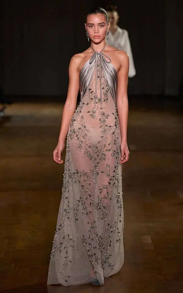 GEORGES HOBEIKA Halter Neck Embellished Maxi Dress
