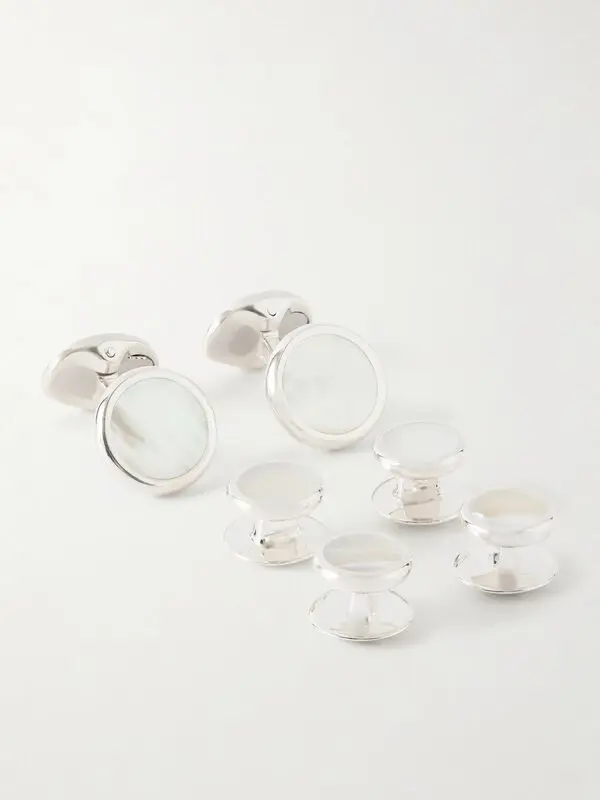 DEAKIN & FRANCIS Mother-of-pearl And Sterling Cufflinks And Dress Studs Set