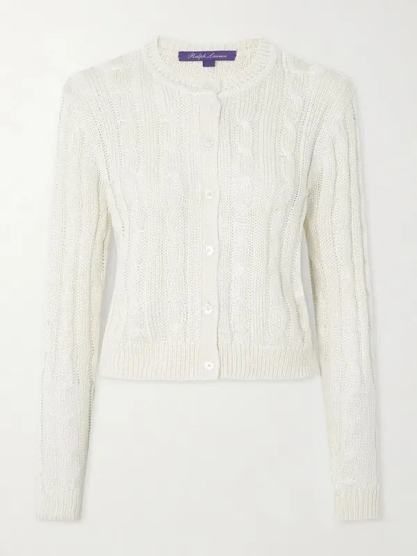 Ralph Lauren Cable-knit Silk Cardigan - Neutrals