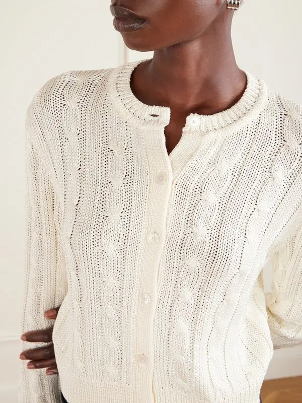 Ralph Lauren Cable-knit Silk Cardigan - Neutrals
