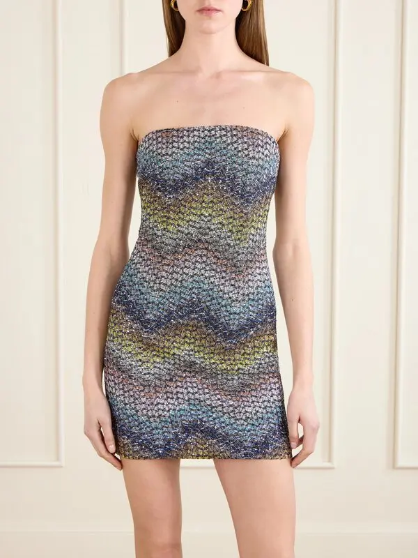 Missoni Sequin-embellished Metallic Crochet-knit Mini Dress