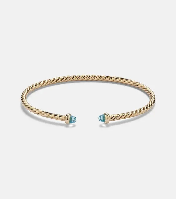 David Yurman Cablespira® Flex Micro Cuff Bracelet With Topaz - Gold