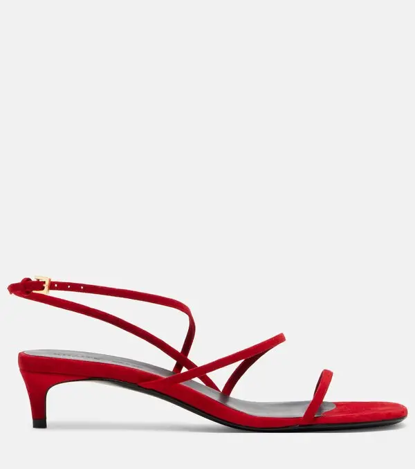 Khaite Loop 35 Suede Sandals - Red