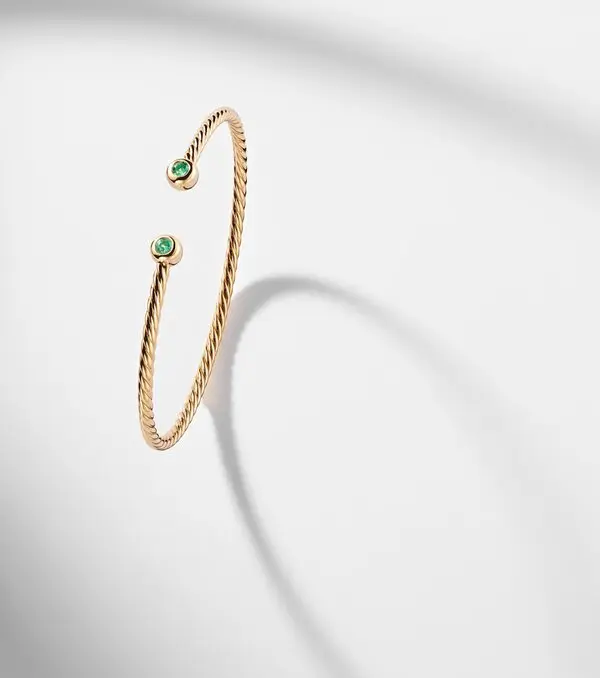David Yurman Cablespira® Flex Micro 18kt Cuff Bracelet With Emeralds