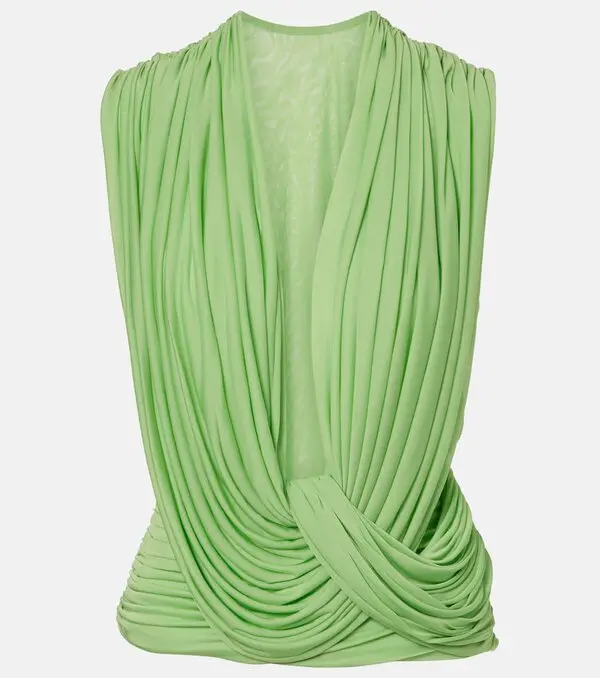 Christopher Esber Ripple Draped Jersey Top - Green