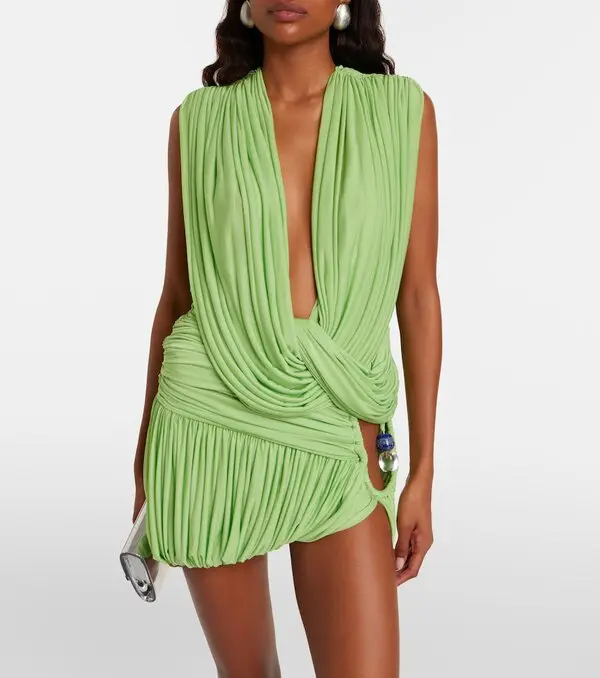 Christopher Esber Ripple Draped Jersey Top - Green