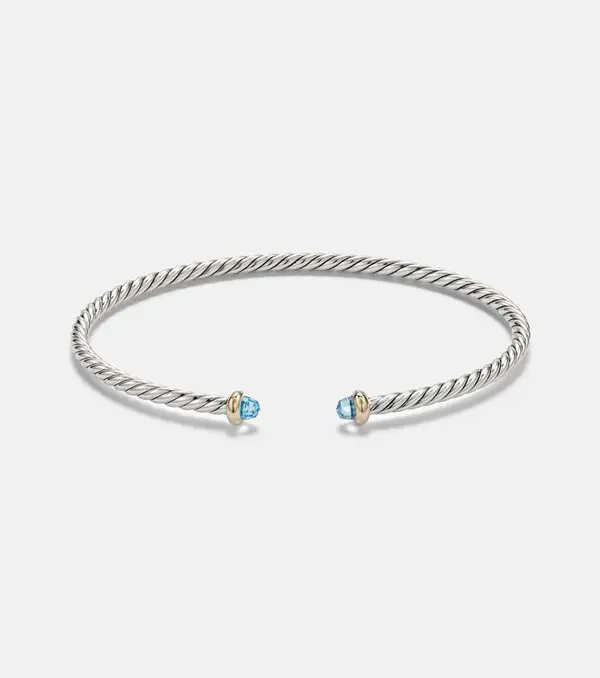 David Yurman Sterling And 14k Gold Cuff With Topaz - Silver
