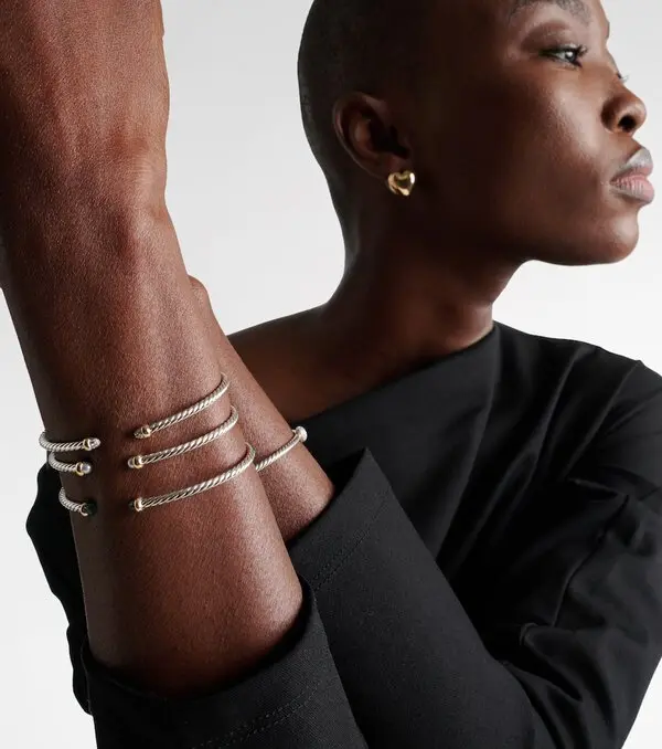 David Yurman Sterling And 14k Gold Cuff With Topaz