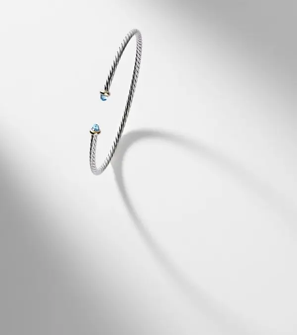 David Yurman Sterling And 14k Gold Cuff With Topaz