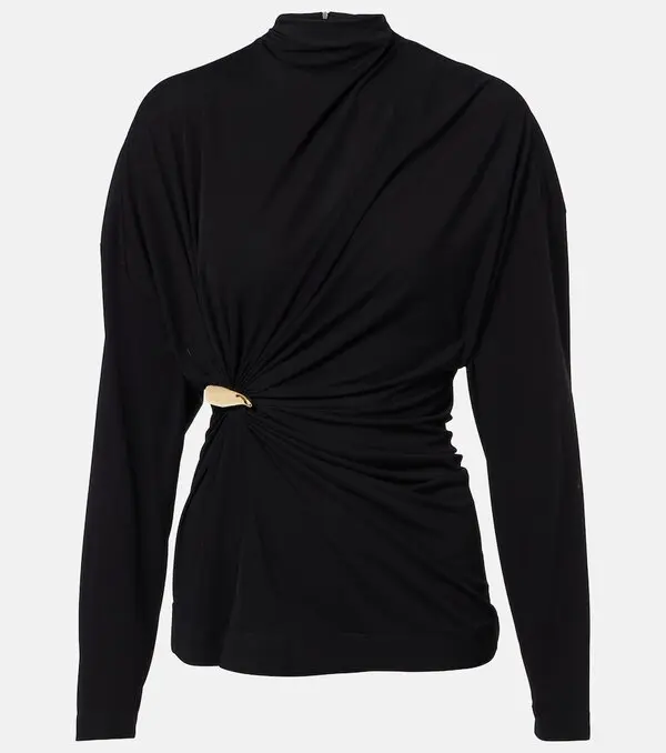 Bottega Veneta Draped Mockneck Top - Black