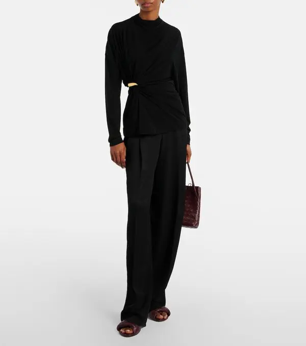 Bottega Veneta Draped Mockneck Top - Black