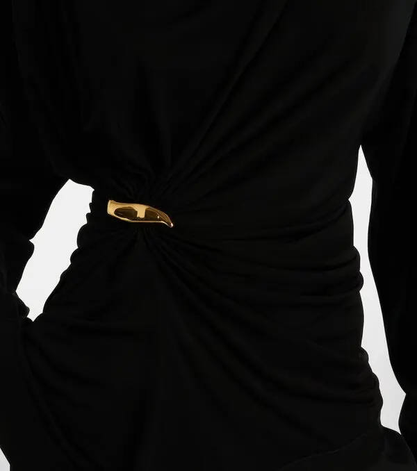 Bottega Veneta Draped Mockneck Top - Black
