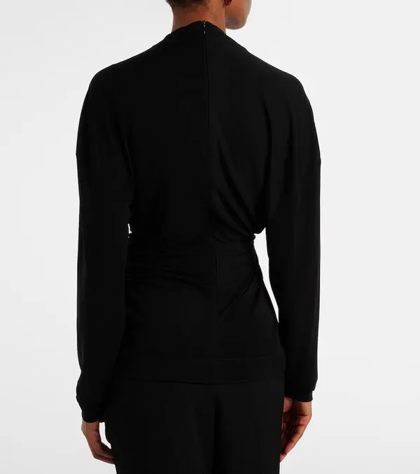 Bottega Veneta Draped Mockneck Top - Black