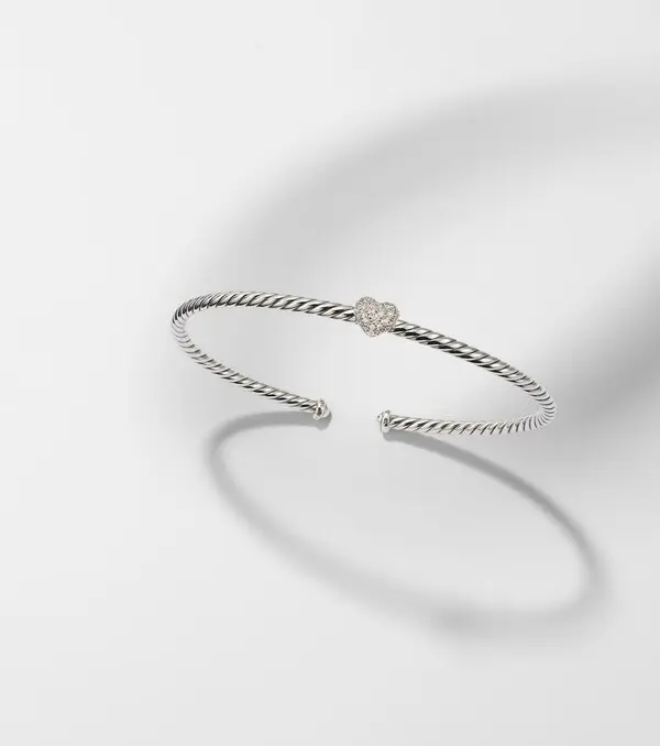 David Yurman Cable Flex® Heart Micro Cuff Bracelet - Silver
