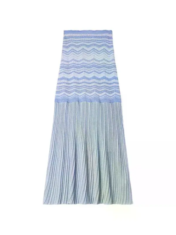 Sandro Maxi Decorative Knit Skirt With Ombré Effect - Blue