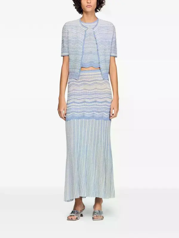 Sandro Maxi Decorative Knit Skirt With Ombré Effect - Blue