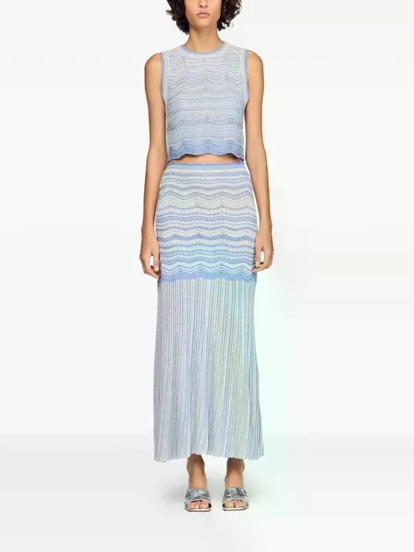 Sandro Maxi Decorative Knit Skirt With Ombré Effect - Blue