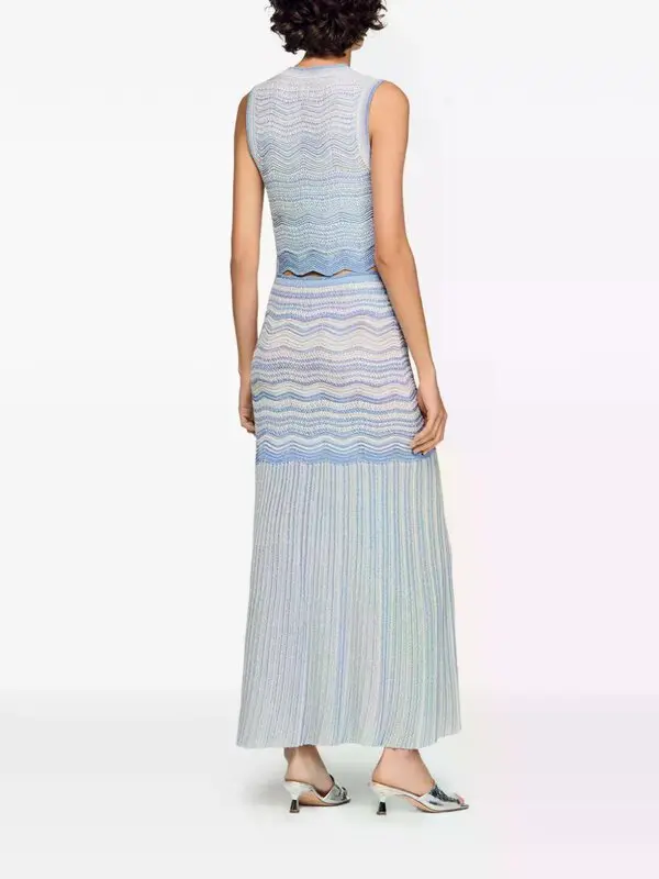 Sandro Maxi Decorative Knit Skirt With Ombré Effect - Blue