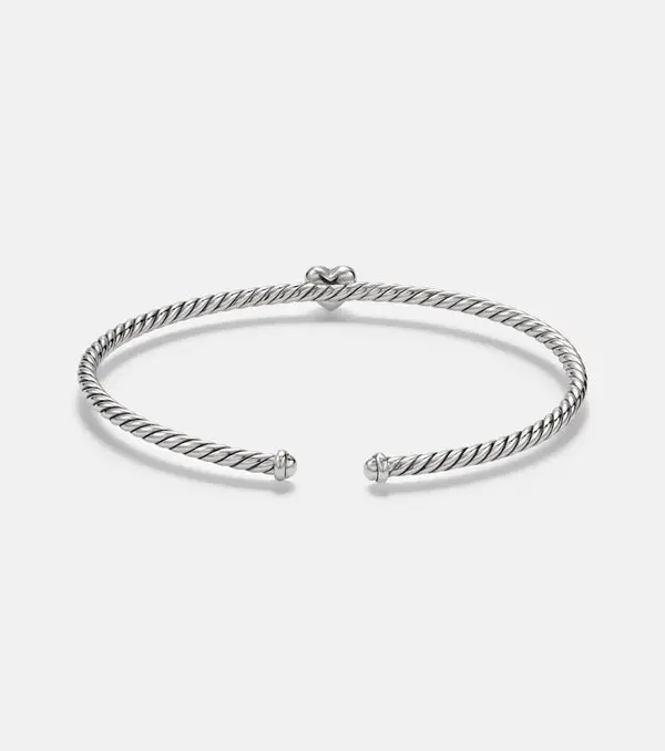 David Yurman Cable Flex® Heart Micro Sterling Cuff Bracelet With Diamonds