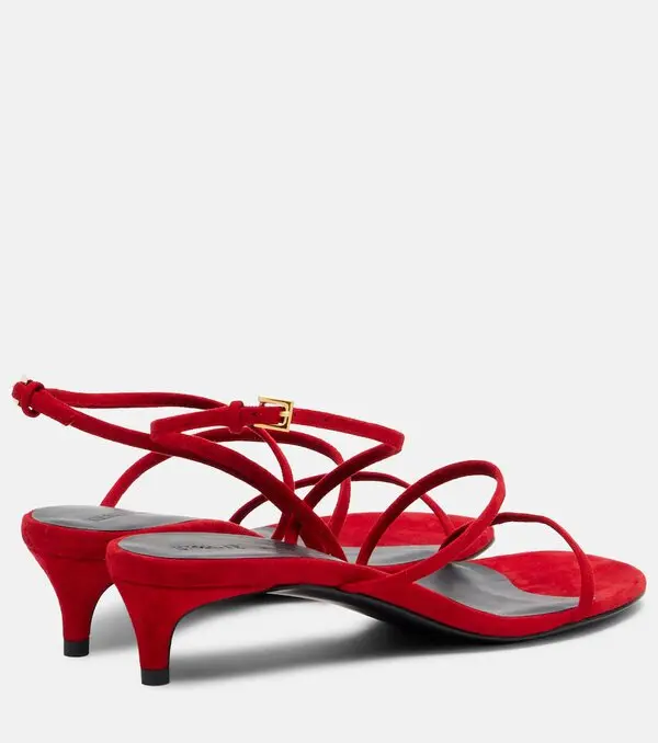 Khaite Loop 35 Suede Sandals - Red