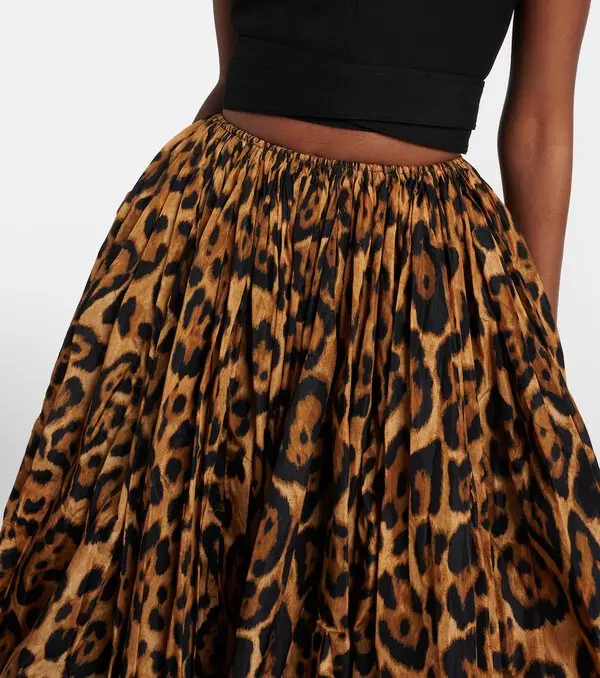 Alaïa Leopard-print Taffeta Midi Skirt
