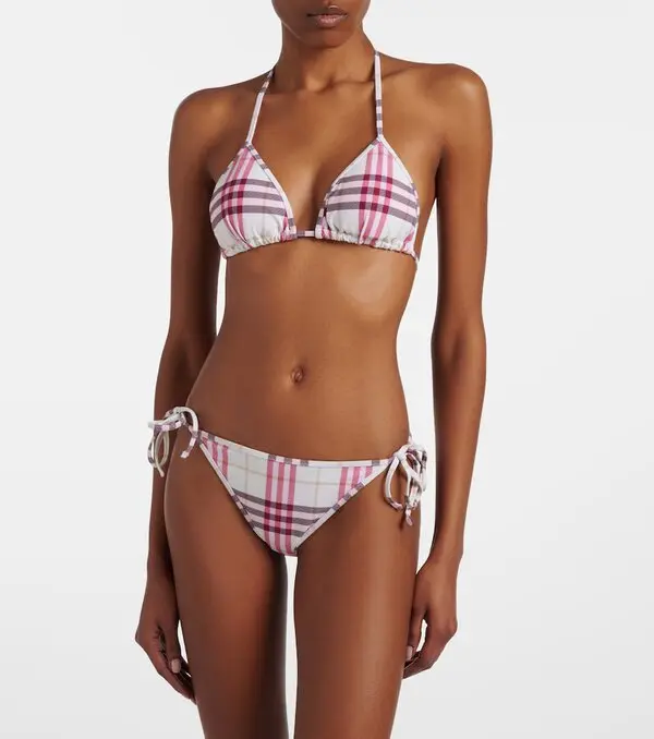 Burberry Checked Bikini Top - Pink