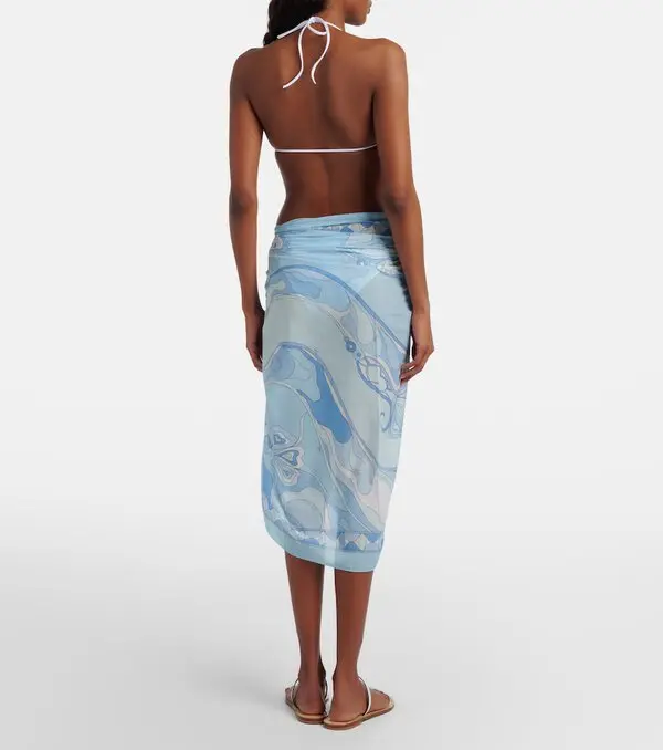Emilio Pucci Orchidee Cotton Beach Cover-up - Blue