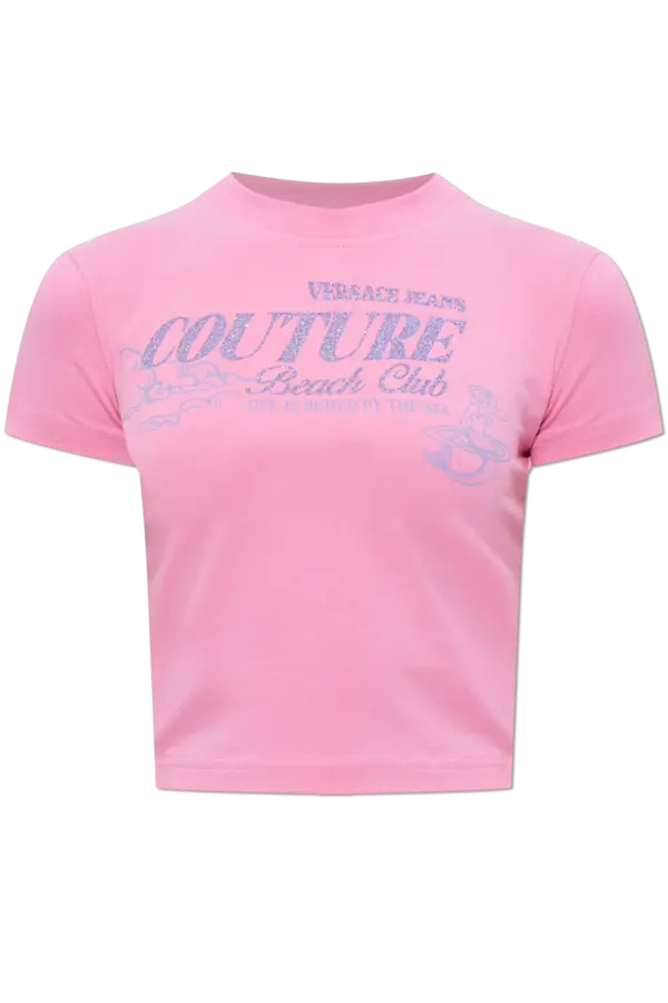 Versace Glitter Print T-shirt - Pink