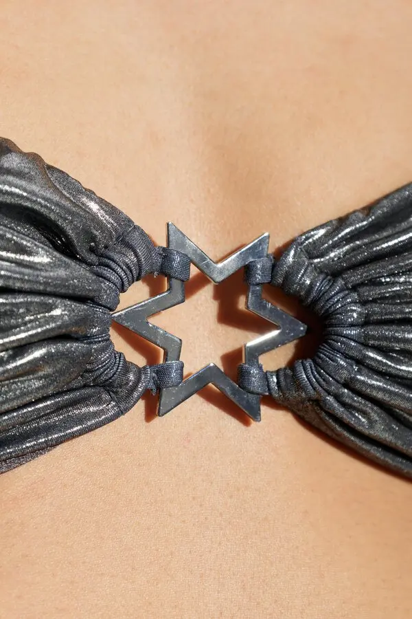 MISBHV Metallic Bandeau Bikini Top - Grey