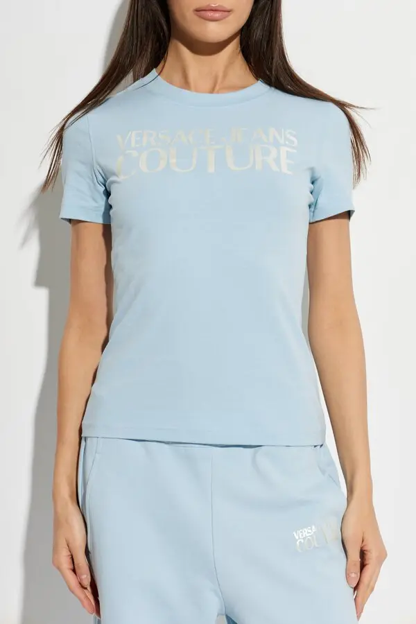 Versace Logo-printed T-shirt - Light Blue