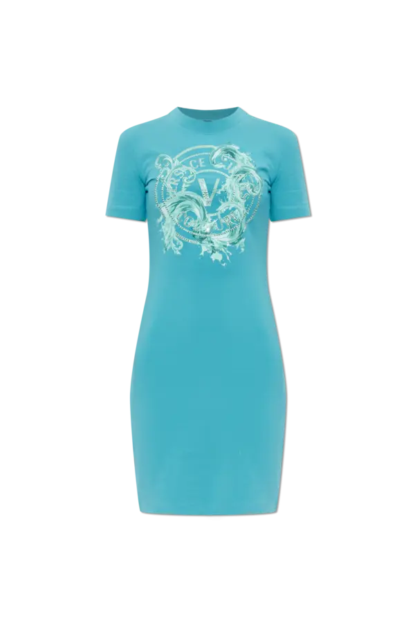 Versace Printed Sequined Dress - Blue