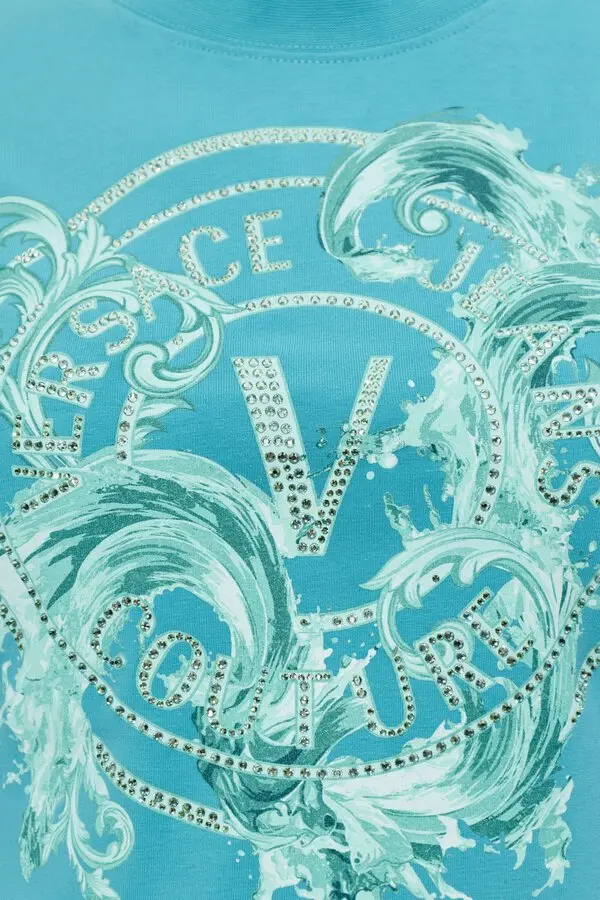 Versace Printed Sequined Dress - Blue
