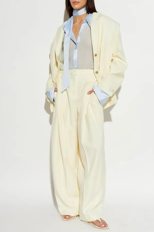 GESTUZ Semi-sheer Button-up Shirt With Bow