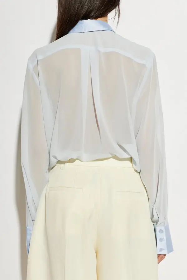 GESTUZ Semi-sheer Button-up Shirt With Bow