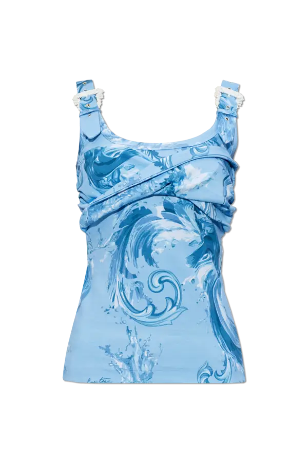 Versace Top With Buckled Straps - Blue