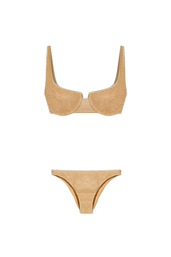 Oseree Two-piece Lurex Swimsuit - Gold