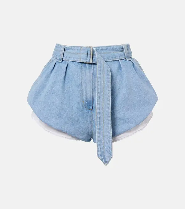 Magda Butrym High-rise Denim Shorts With Belt - Blue